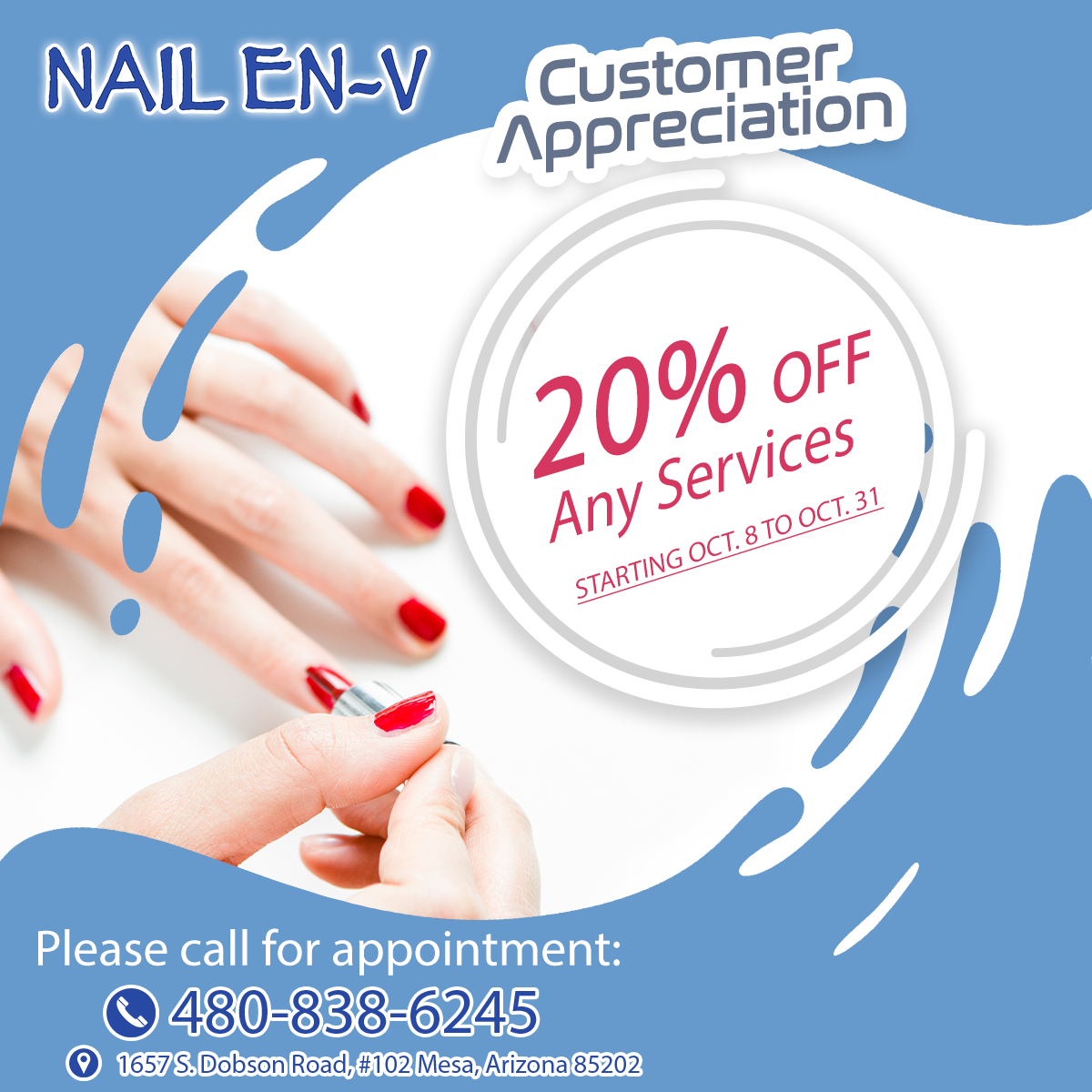 Nail En-V: 20% OFF for any services - Beauty Coupons Around You