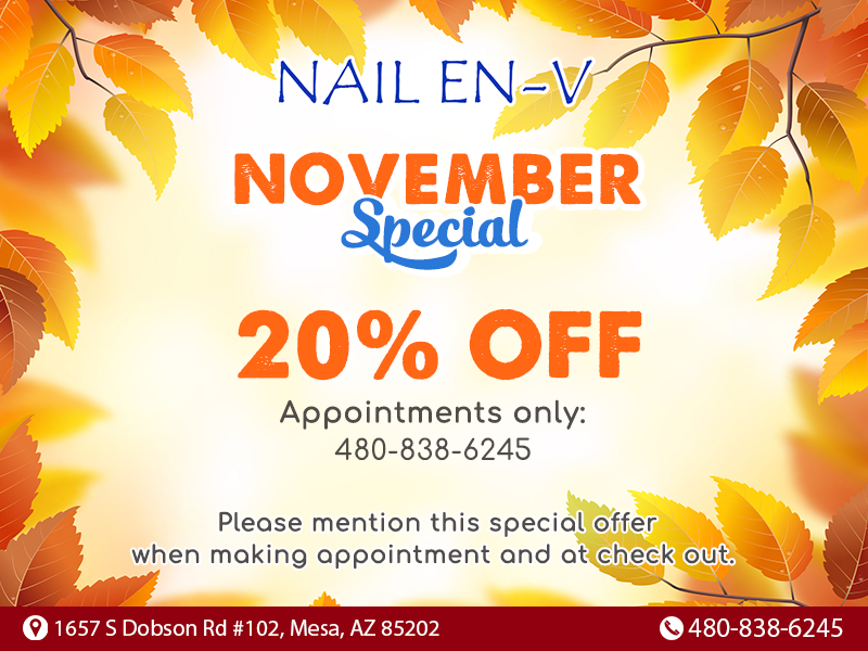 Nail En-V: 20% OFF for November Special - Beauty Coupons Around You