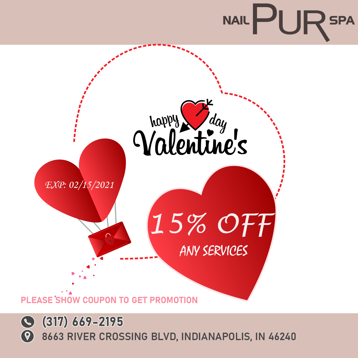 PUR Nail Spa: 15% OFF for Valentine's Day - Beauty Coupons Around You